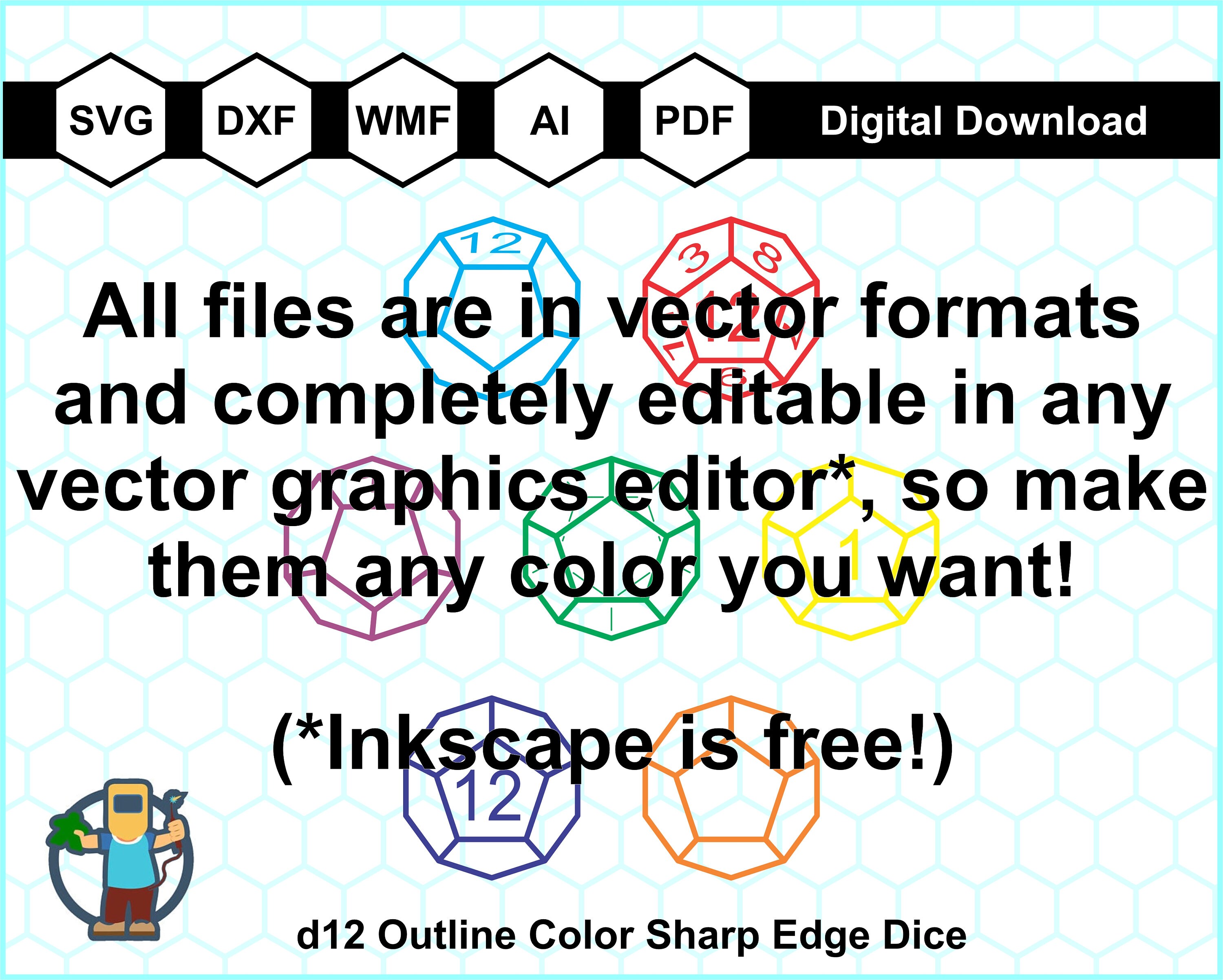 D12 Vector, D12 Svg, Polyhedral Dice Svg, Cricut Cut Files, RPG D&D D12 ...