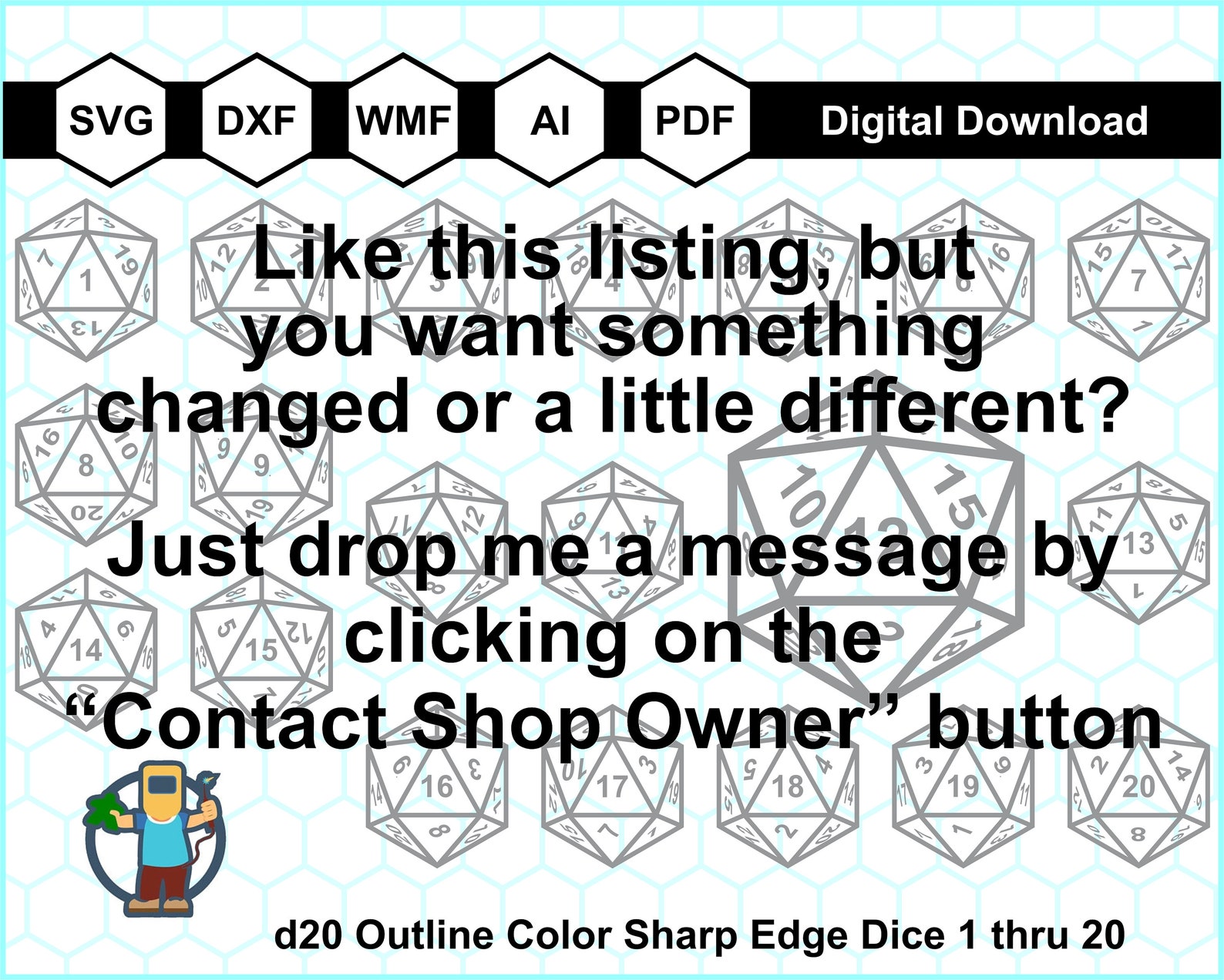 All D20 Faces Vector Bundle, D20 SVG, Polyhedral Sharp Edge Dice SVG ...