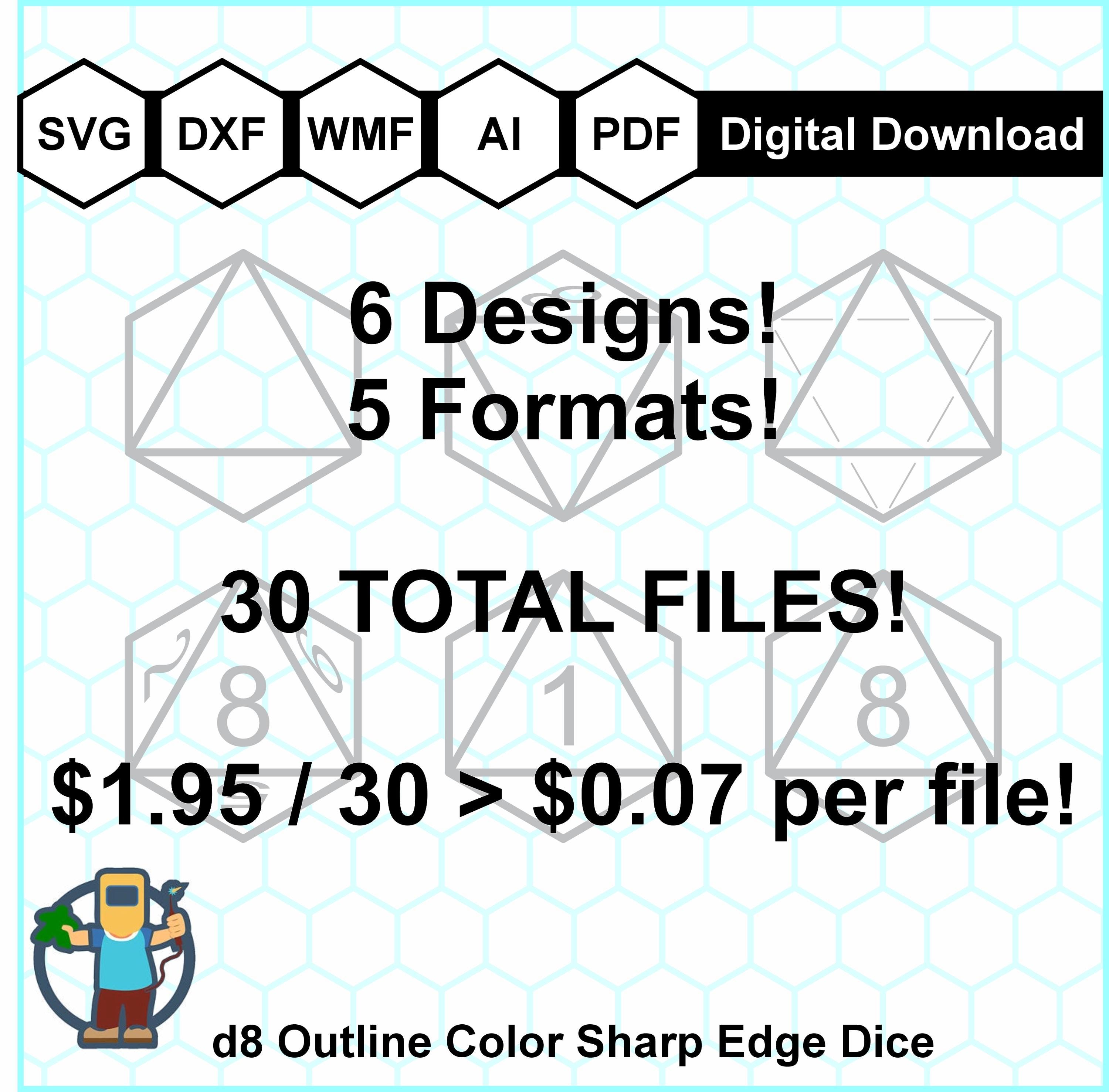 D8 Vector Dice SVG, Polyhedral Dice SVG, Cricut Cut Files, RPG D&D D8 ...