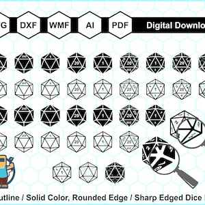 D20 Vector Mega Bundle, D20 180 Files Svg, Polyhedral Dice Svg, Cricut ...
