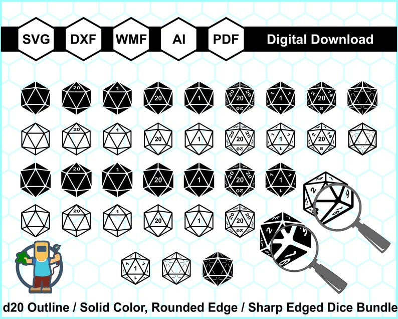 D20 Vector Mega Bundle, D20 180 Files Svg, Polyhedral Dice Svg, Cricut ...
