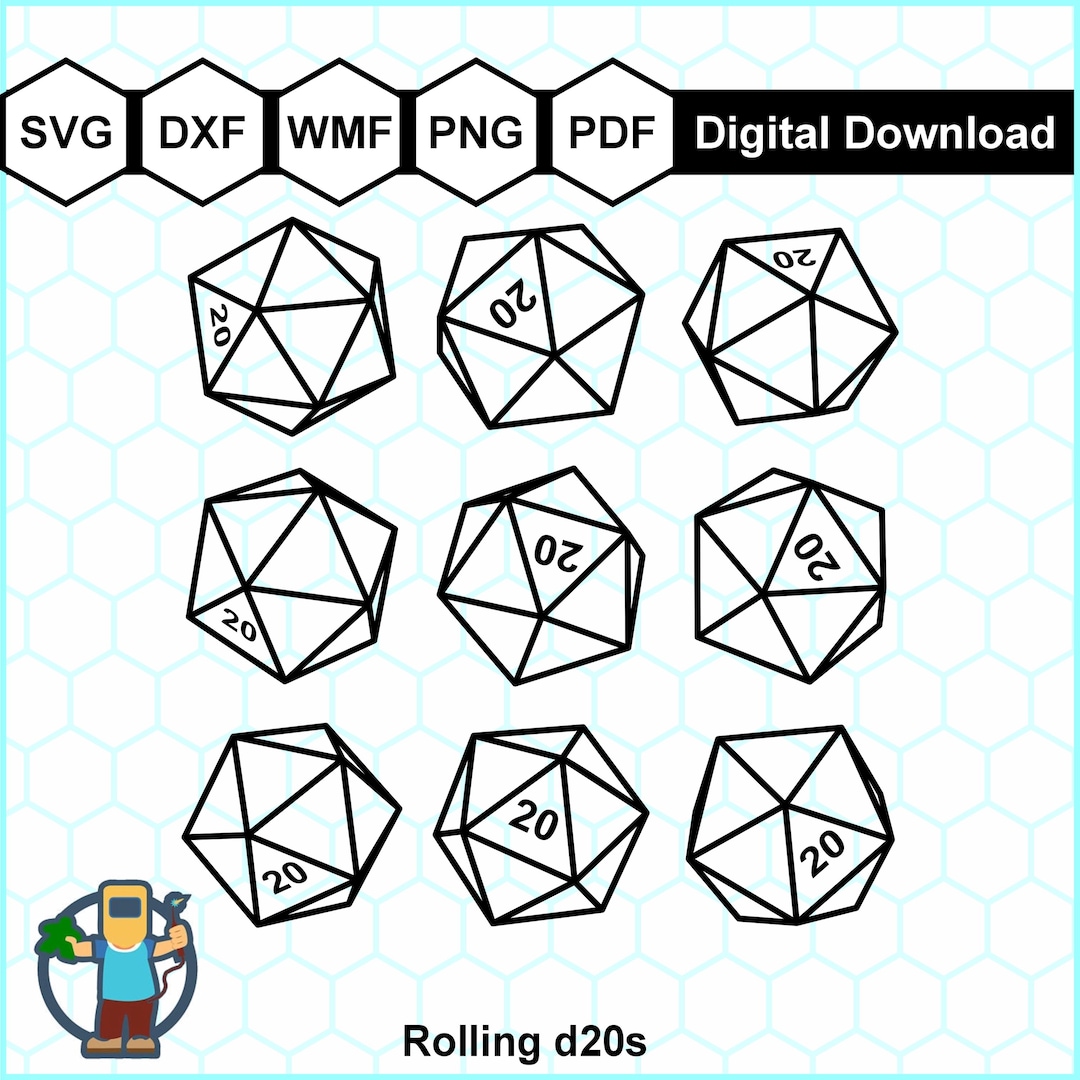 Rolling D20 Vector Svg, Polyhedral Dice Svg, Cricut Cut Files, RPG D&D ...