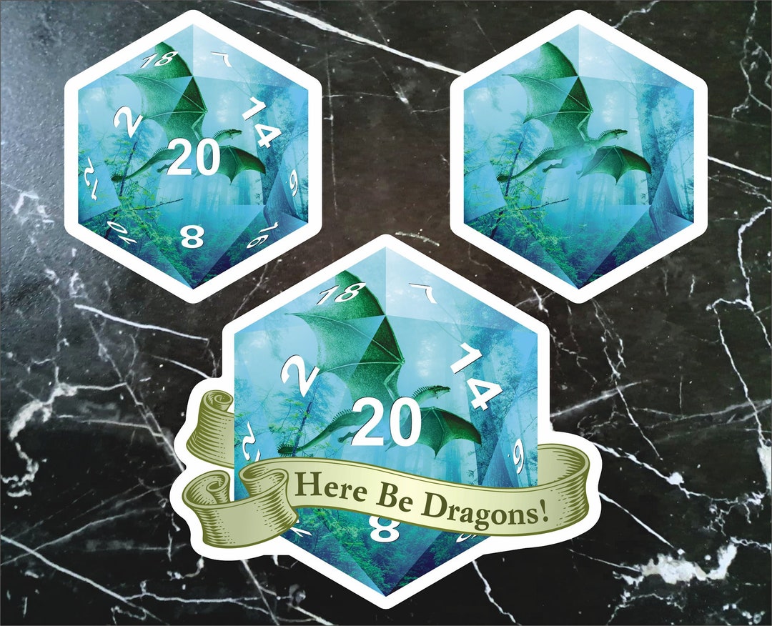 Beautiful Dragon Inside a 3D Looking D20 Sticker. Great Roleplayer Gift ...