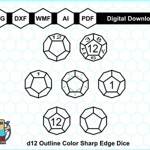 D12 Vector, D12 Svg, Polyhedral Dice Svg, Cricut Cut Files, RPG D&D D12 ...