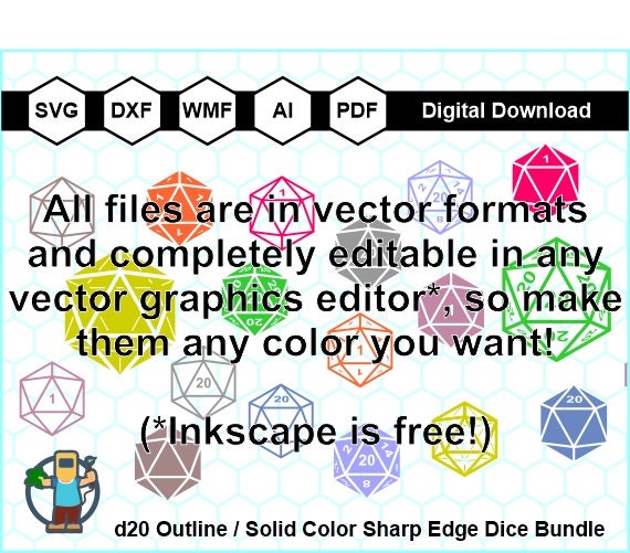 D20 Vector Bundle, D20 Svg, Polyhedral Dice Svg, Cricut Cut Files, RPG ...