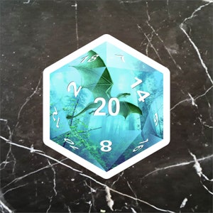 Beautiful Dragon Inside a 3D Looking D20 Sticker. Great Roleplayer Gift ...