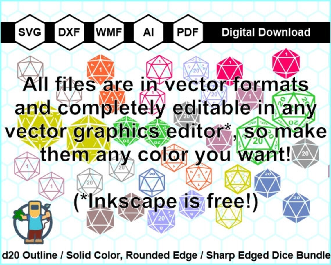 D20 Vector Mega Bundle D20 180 Files Svg Polyhedral Dice - Etsy