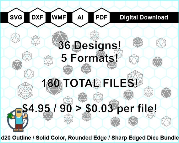 D20 Vector Mega Bundle, D20 180 Files Svg, Polyhedral Dice Svg, Cricut ...