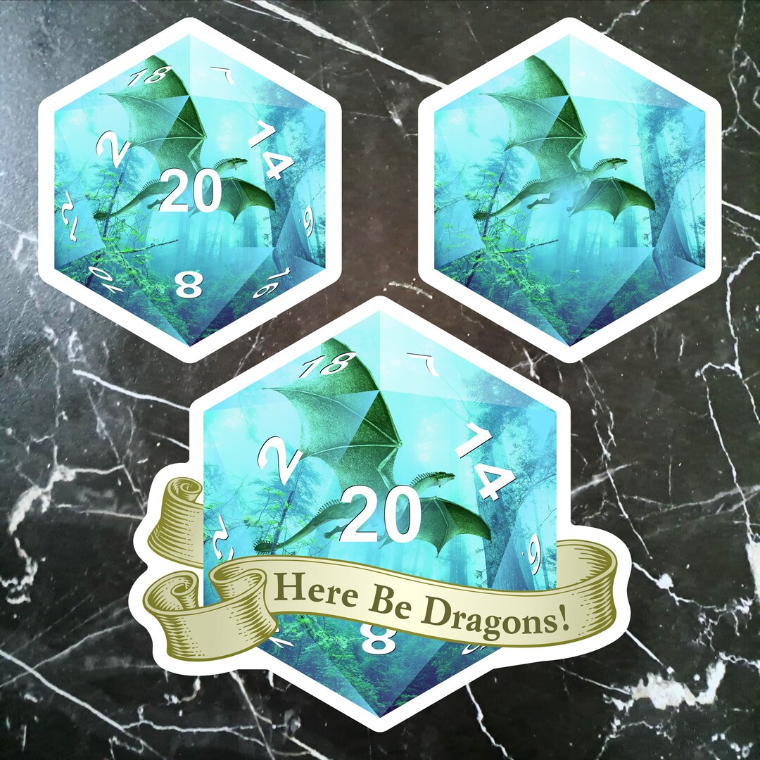 Beautiful Dragon Inside a 3D Looking D20 Sticker. Great Roleplayer Gift ...