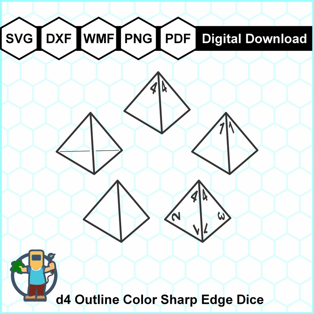 D4 Vector Dice SVG, Polyhedral Dice SVG, Cricut Cut Files, RPG D&D D4 ...