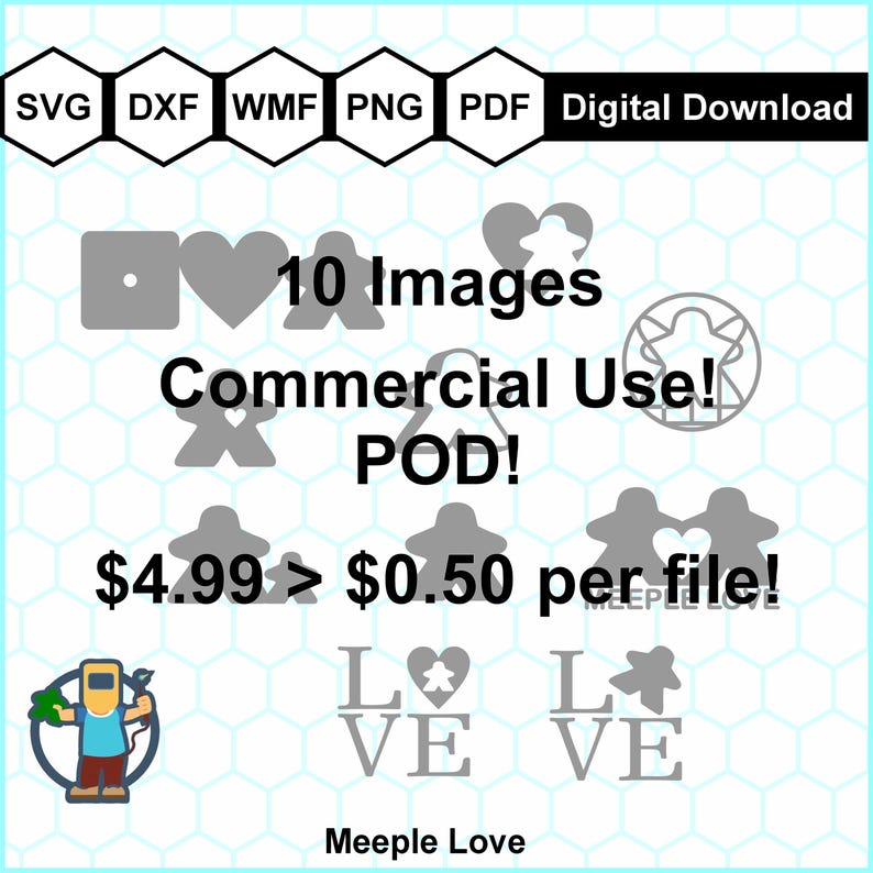 10 Meeple Digital Clip Art Set of 5 Different File Types - Pdf, Svg ...