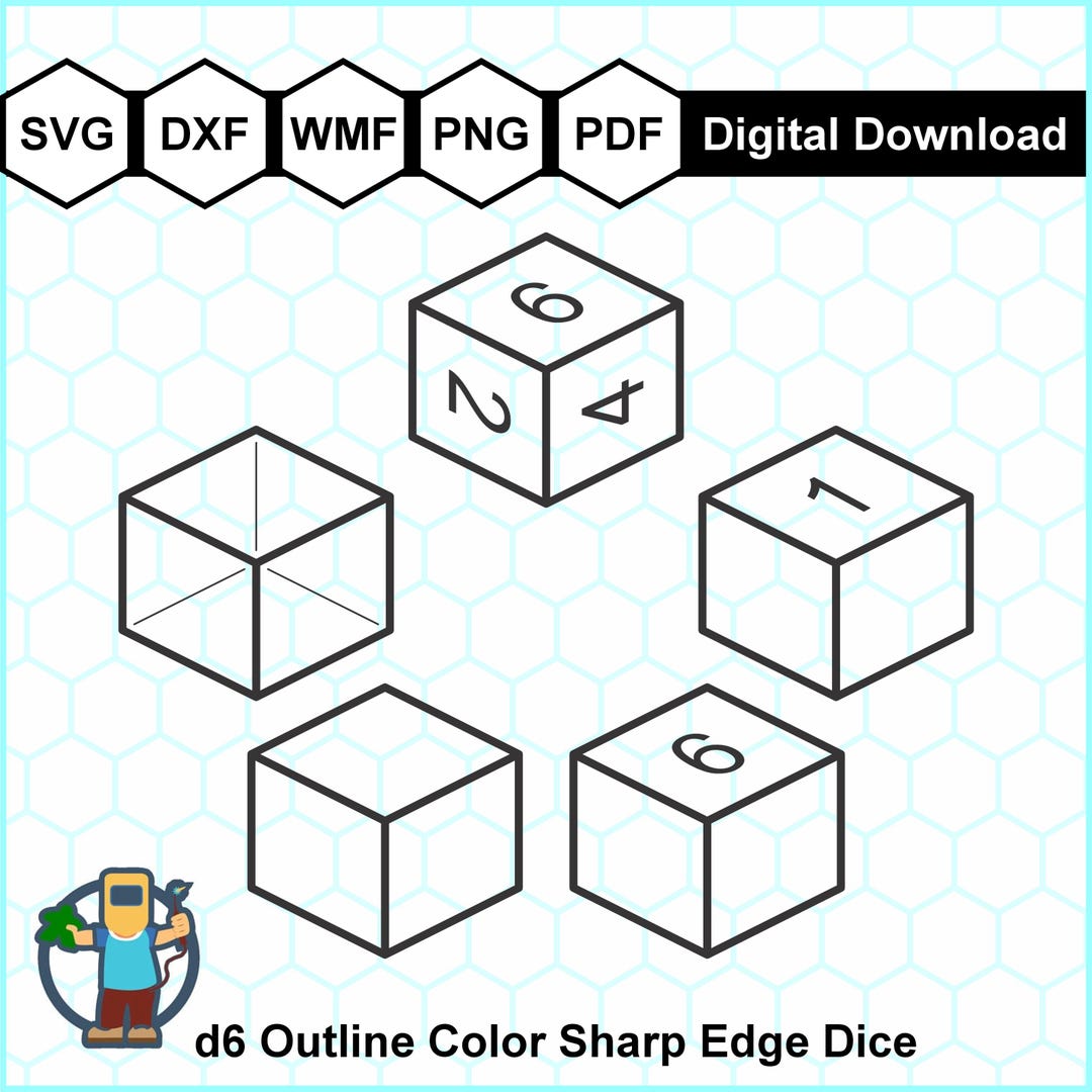 D6 Vector Dice SVG, Polyhedral Dice SVG, Cricut Cut Files, RPG D&D D6 ...