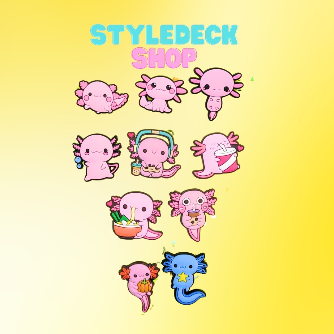 Cute Axolotl Croc Charms, Animal, Kawaii Shoe Charms for Crocs, Pink ...