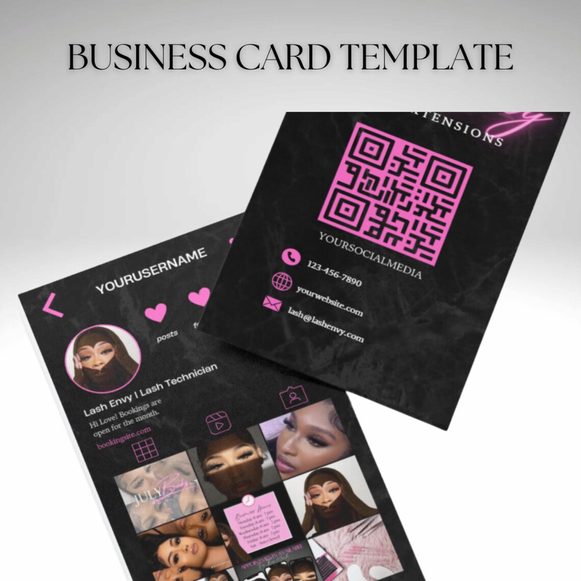 DIY Editable Instagram Page Business Card | Hair Lashes MUA Nails ...