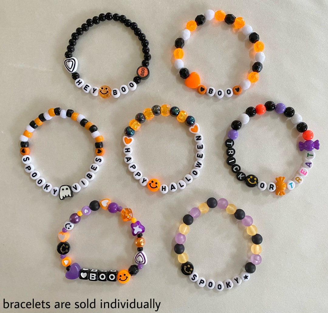 Halloween Beaded Friendship Bracelets, Halloween Gifts, Halloween ...