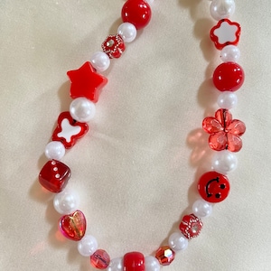 Red Pearl Phone Charm Strap - Etsy