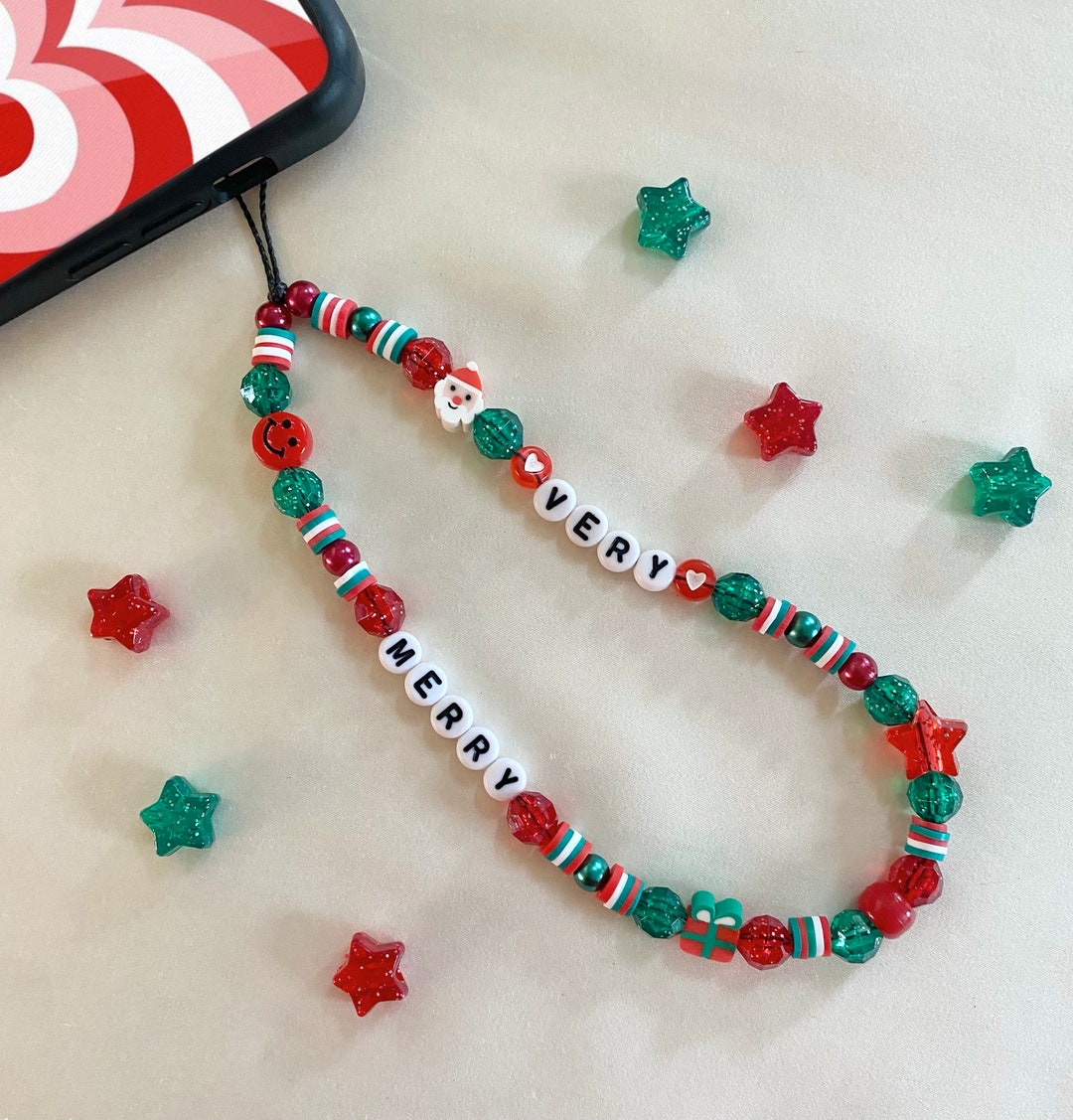 Christmas Very Merry Phone Charm Strap - Etsy