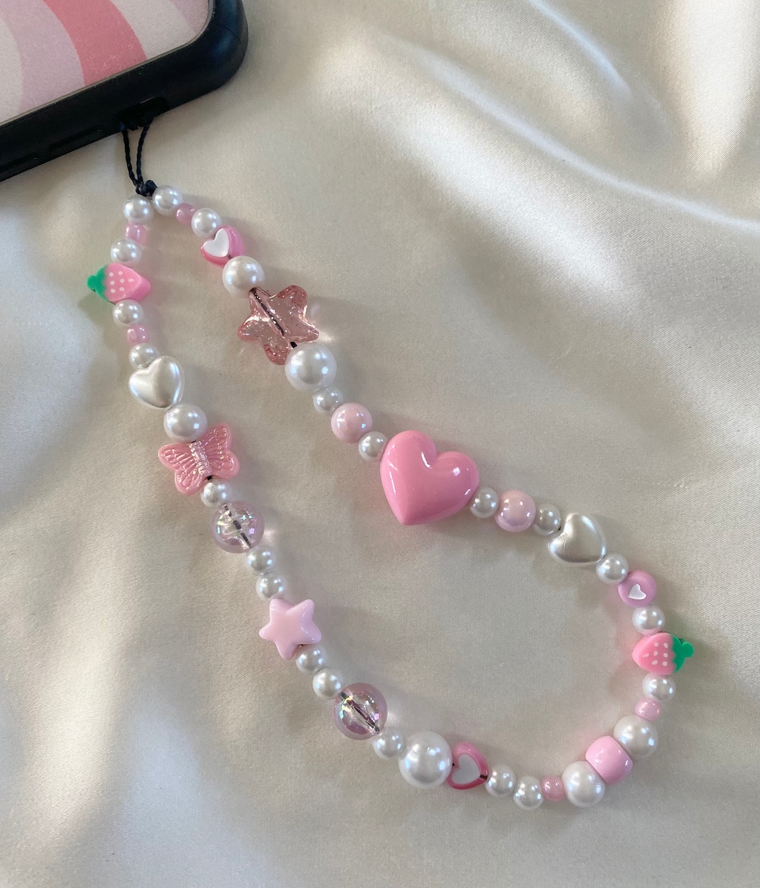 Strawberry Love Pink Phone Charm Strap - Etsy
