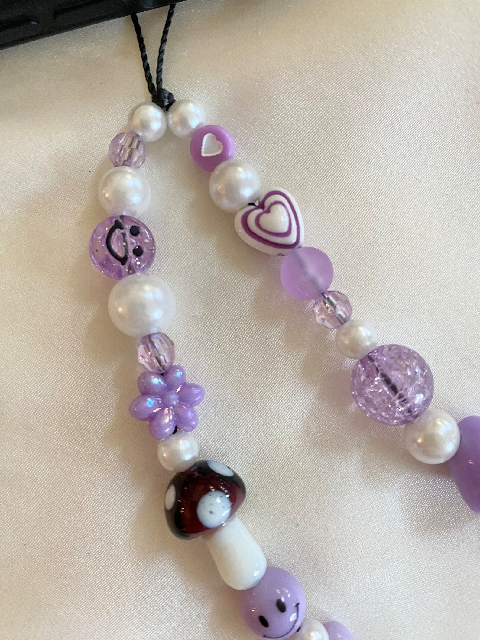 Purple Pearl Phone Charm Strap - Etsy
