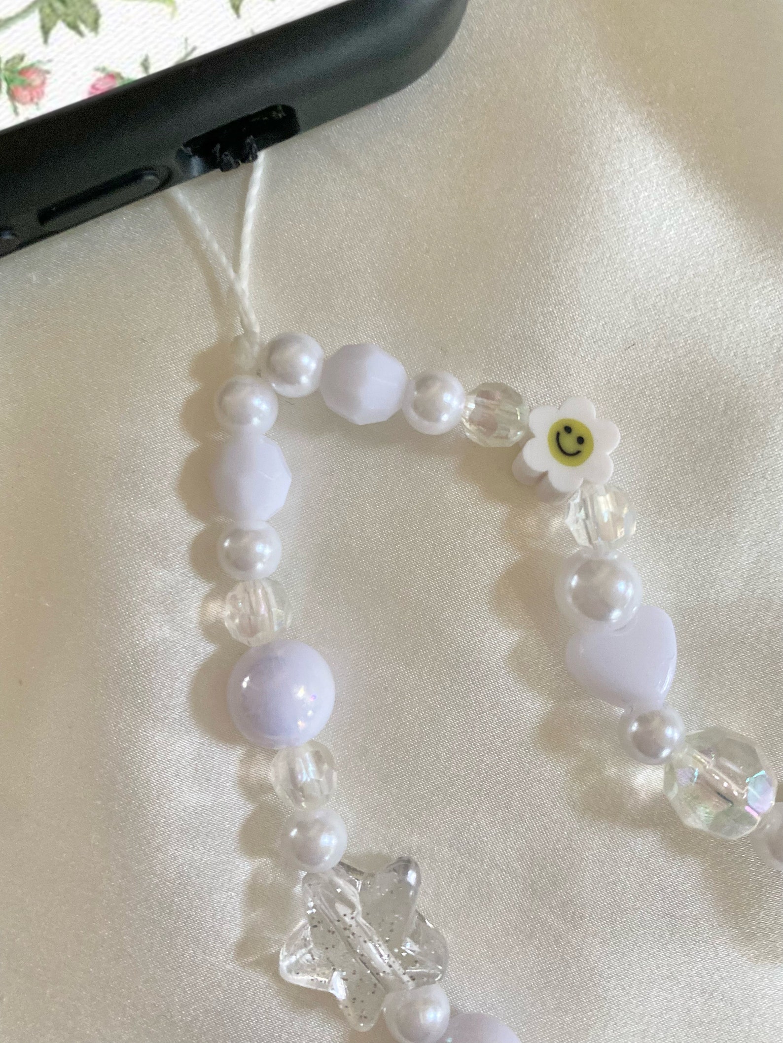 White Pearl Phone Charm Strap - Etsy