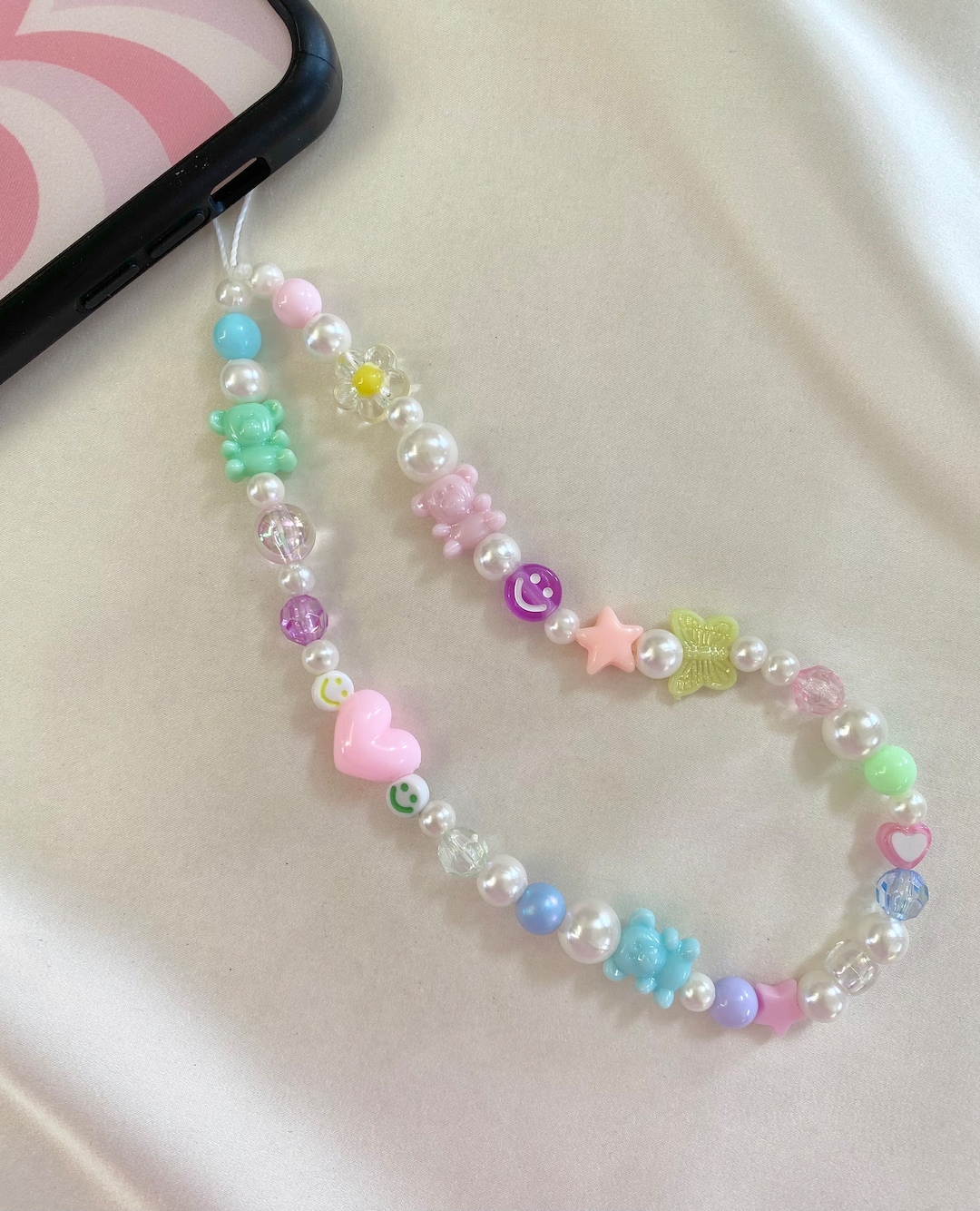 Beary Cute Pastel Phone Charm Strap - Etsy