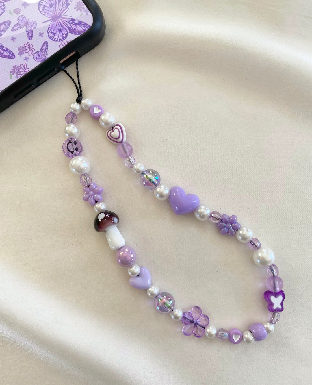 Purple Pearl Phone Charm Strap - Etsy