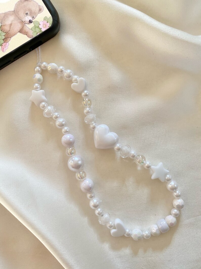 White Pearl Phone Charm Strap | Etsy
