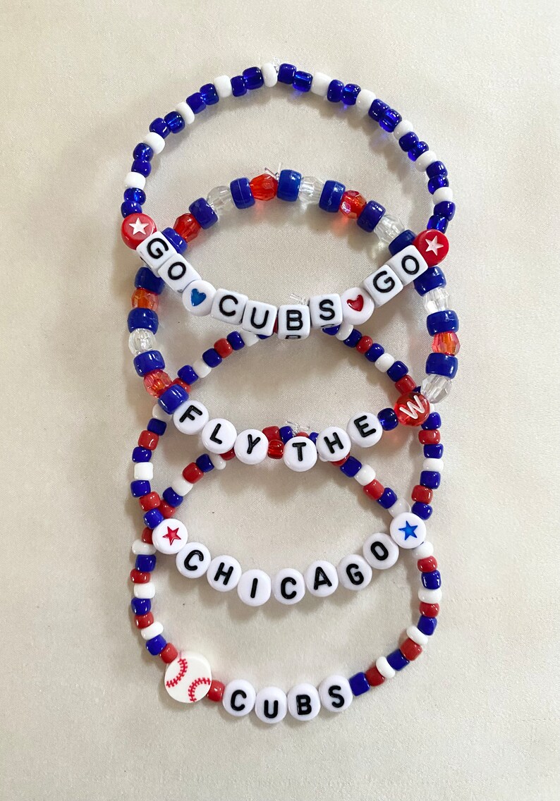 Chicago Cubs Beaded Bracelets, Cubs Beaded Bracelets, Baseball ...