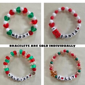 Christmas Beaded Bracelets, Christmas Bracelets, Christmas Gifts, Gifts ...