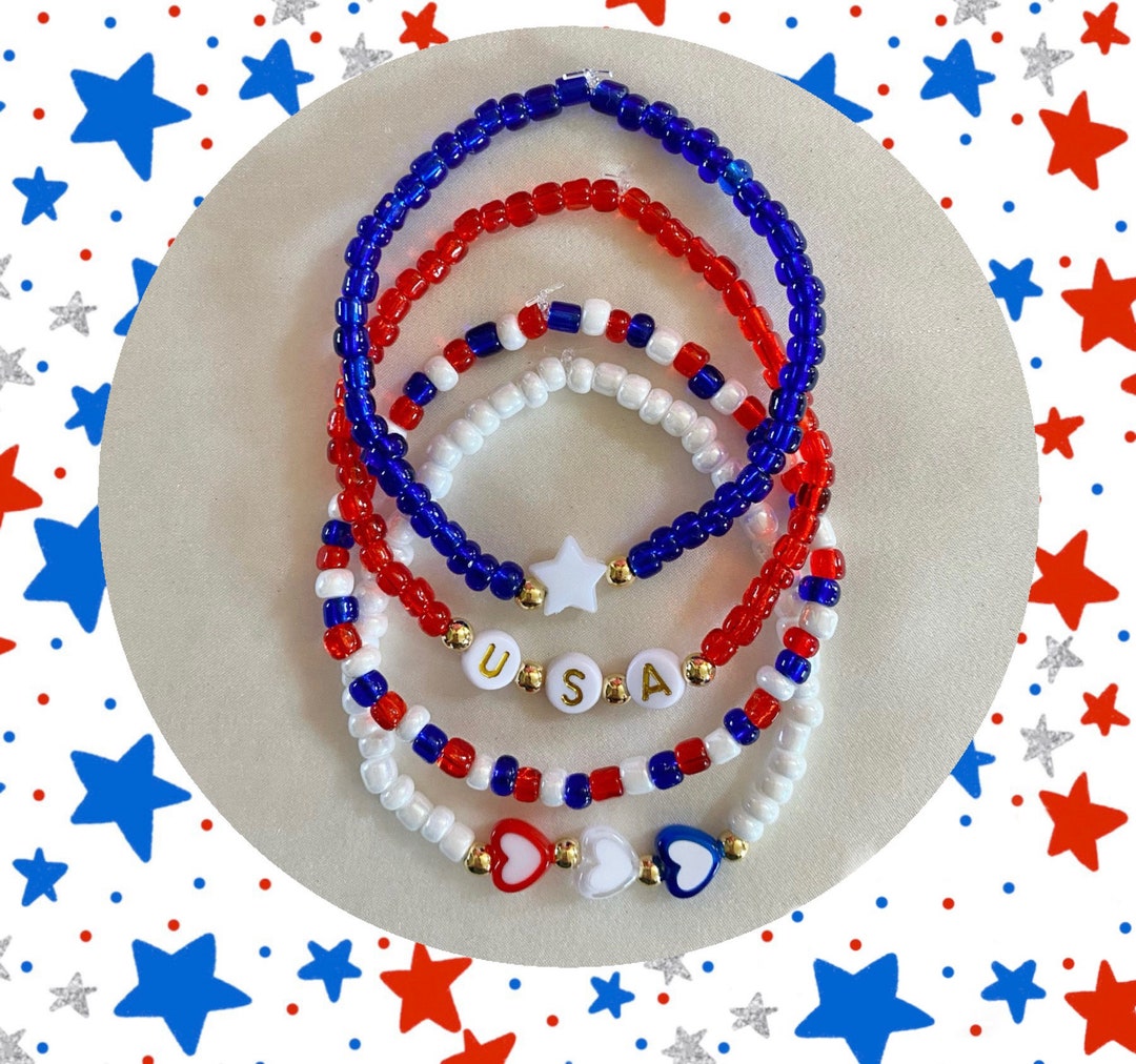 USA Bracelets, 4th of July Bracelets, Red, White and Blue Bracelets ...