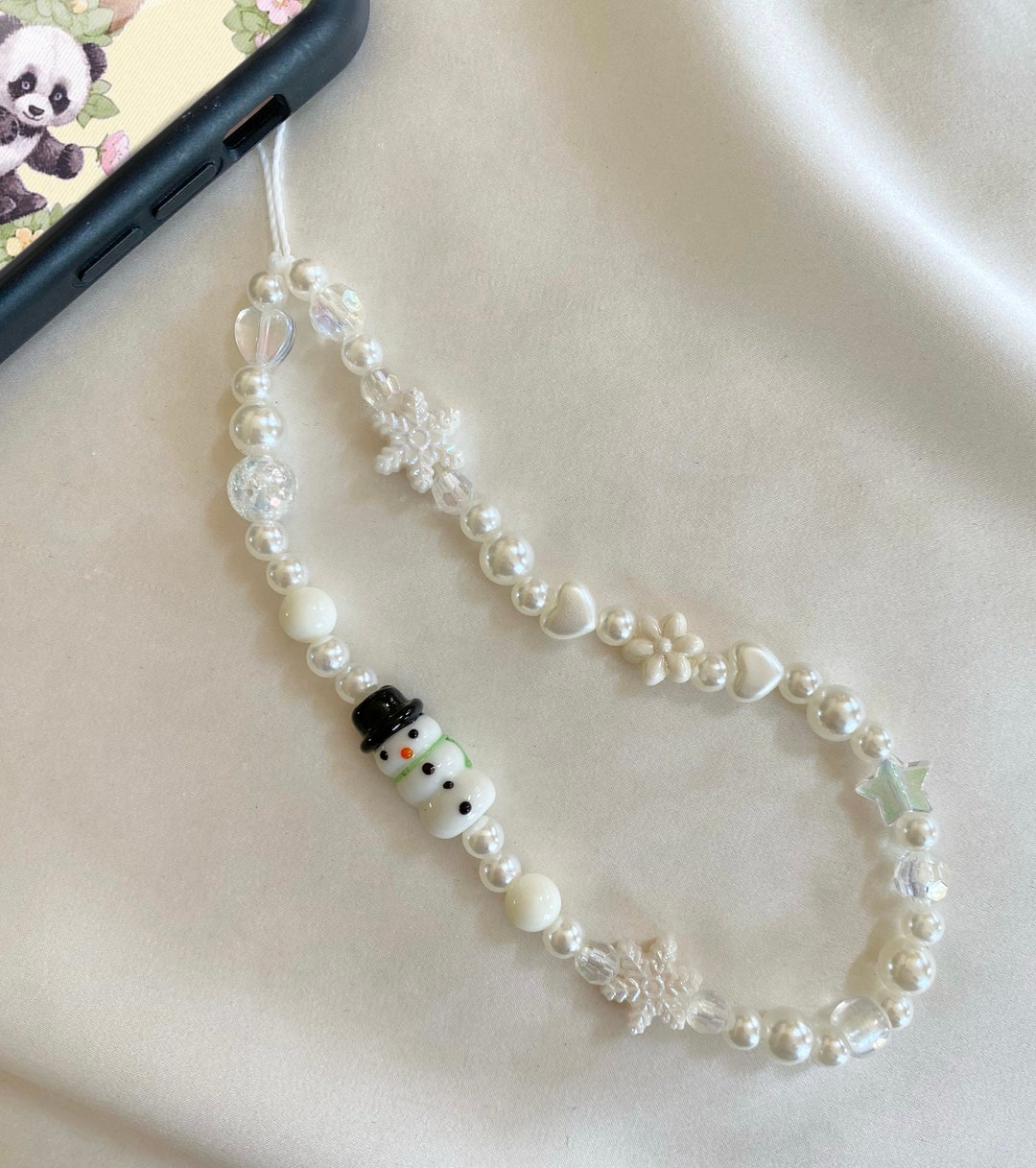 White Christmas Phone Charm Strap - Etsy