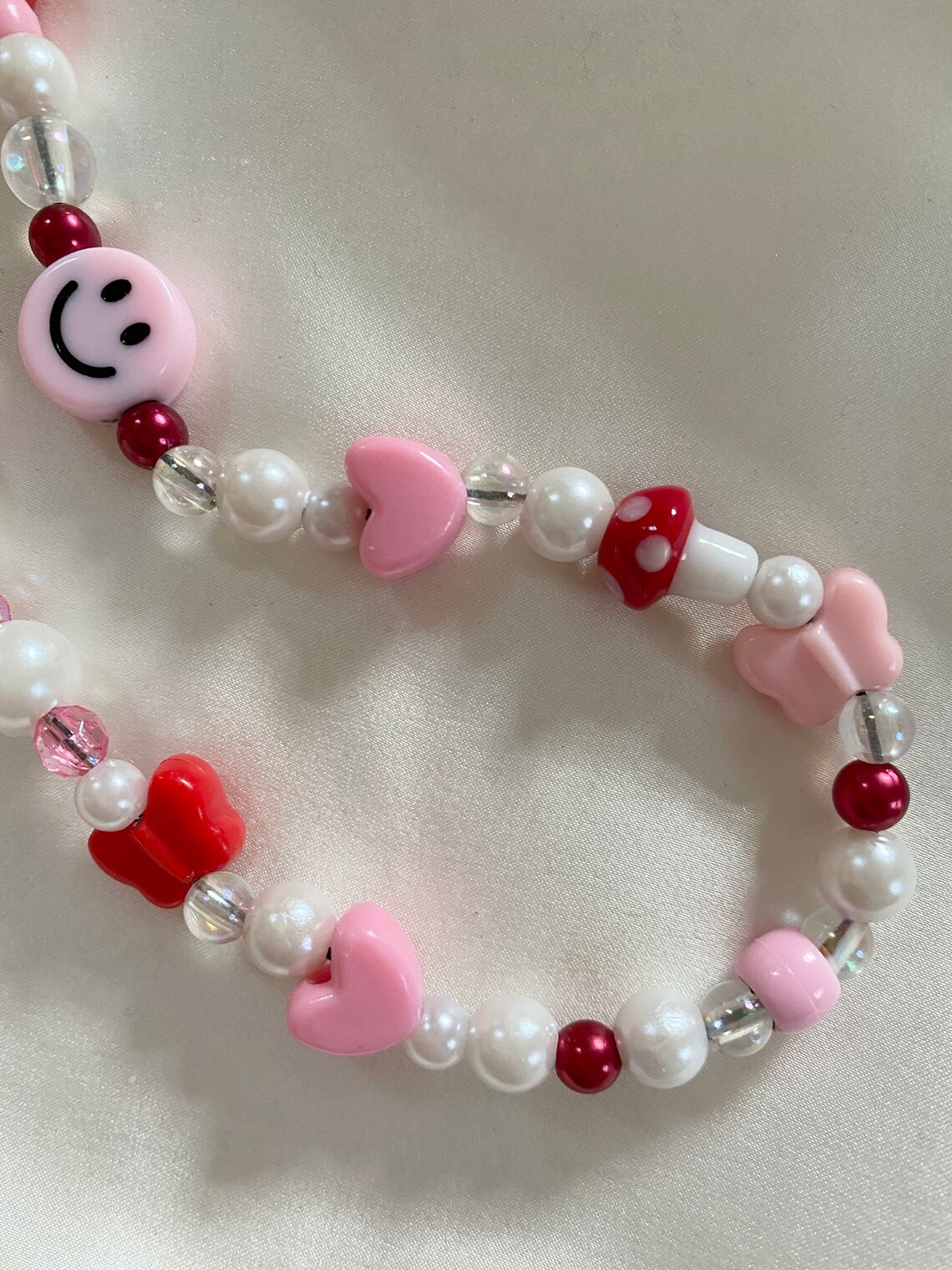 Pink and Red Phone Charm Strap - Etsy