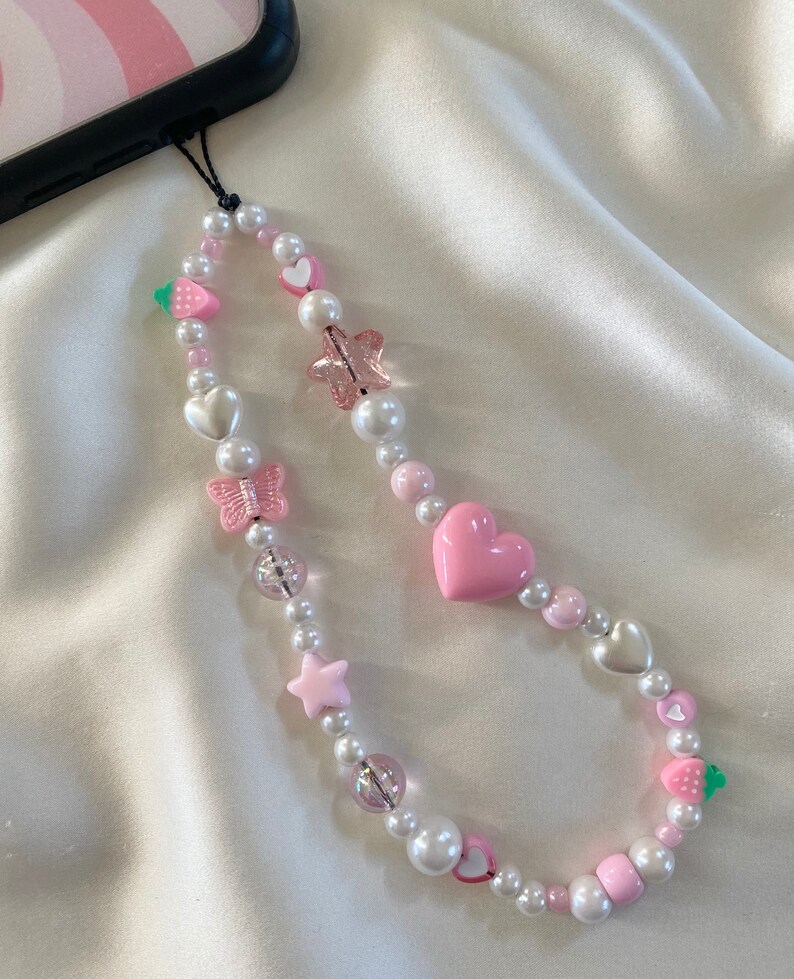 Strawberry Love Pink Phone Charm Strap - Etsy