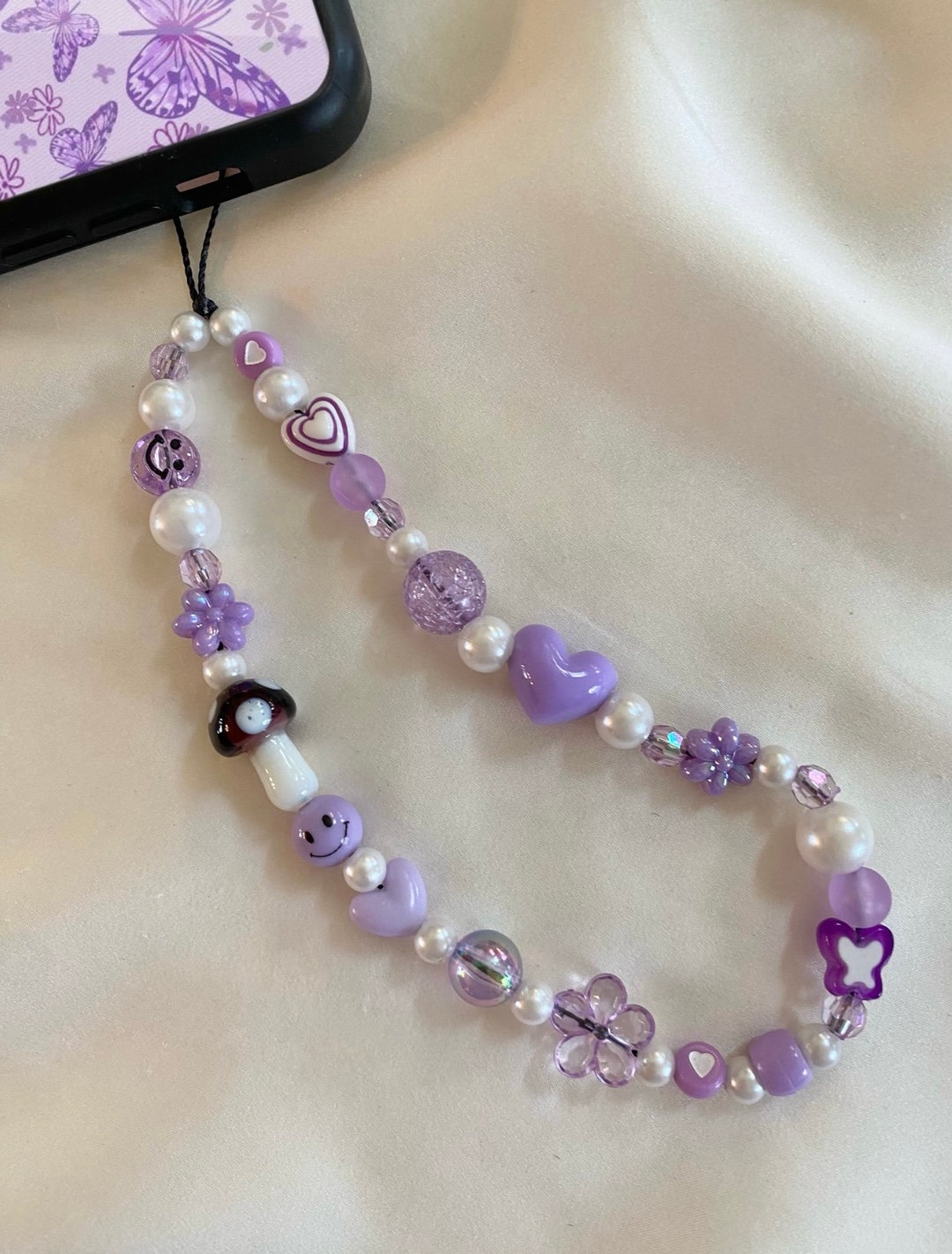 Purple Pearl Phone Charm Strap - Etsy