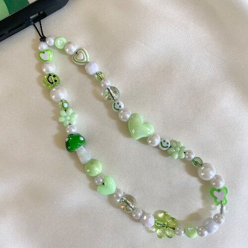 Pastel Pink and Green Phone Charm Strap - Etsy
