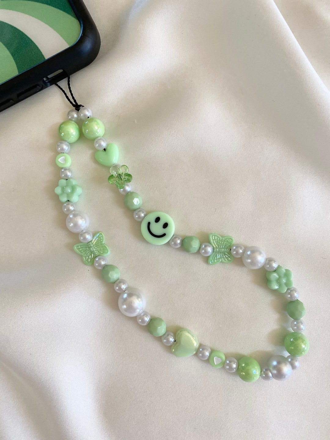 Mint Green Pearl Phone Charm Strap - Etsy