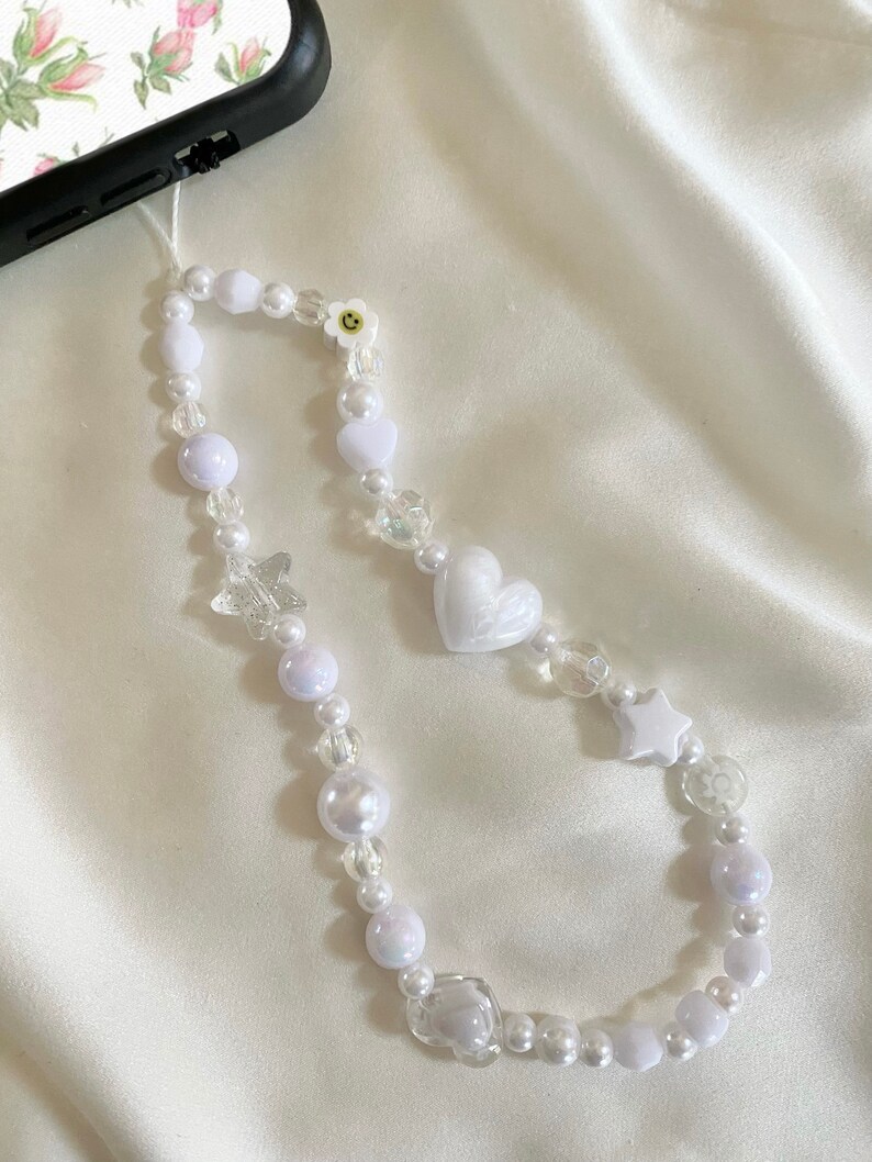 White Pearl Phone Charm Strap - Etsy