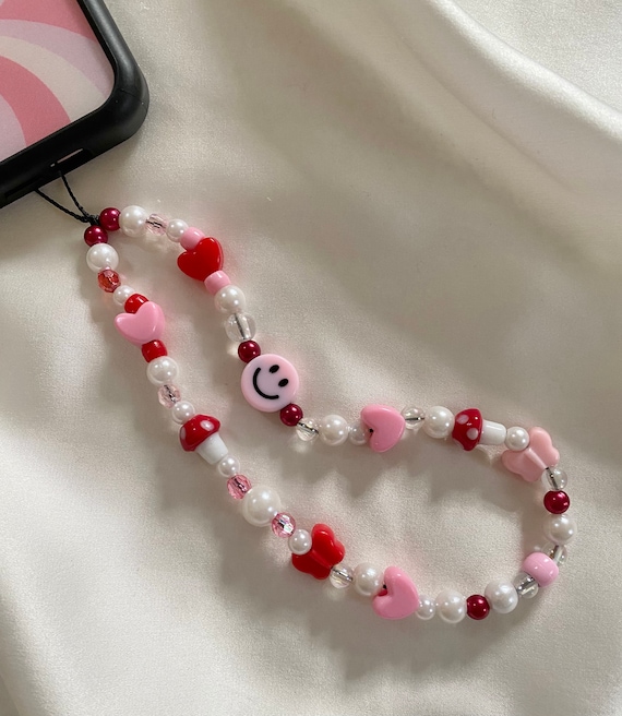 Pink and Red Phone Charm Strap - Etsy