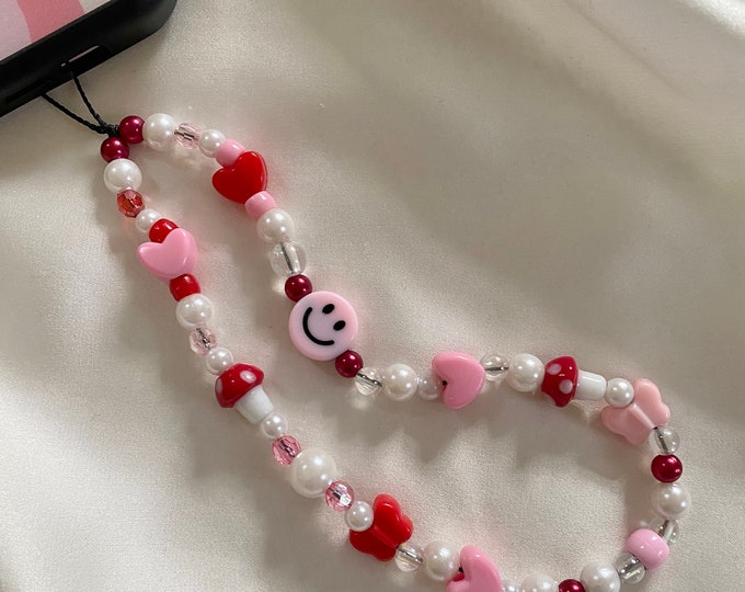 Pink and Red Phone Charm Strap - Etsy