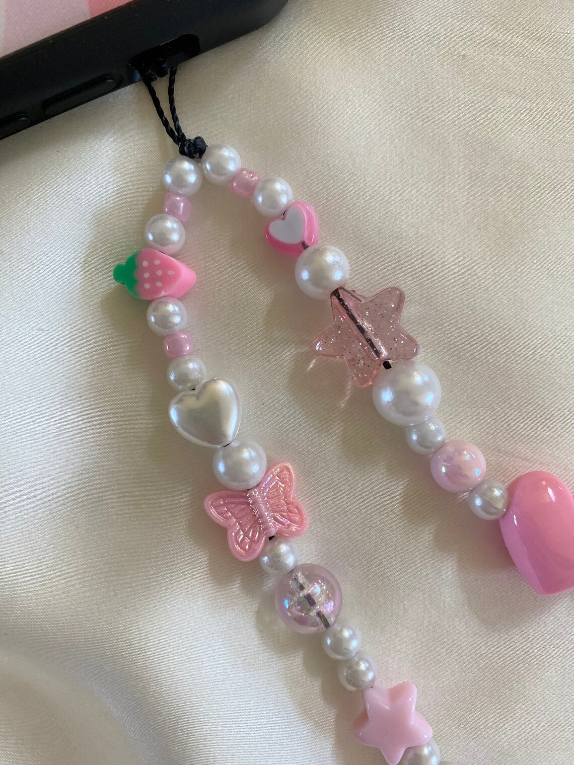 Strawberry Love Pink Phone Charm Strap | Etsy