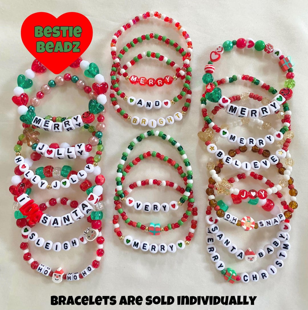 Christmas Beaded Bracelets, Christmas Bracelets, Christmas Gifts, Gifts ...