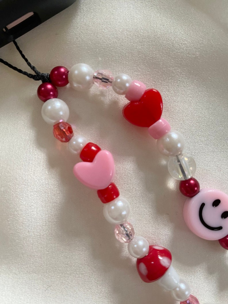 Pink and Red Phone Charm Strap - Etsy