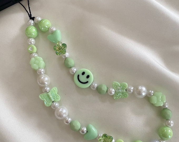 Mint Green Pearl Phone Charm Strap | Etsy