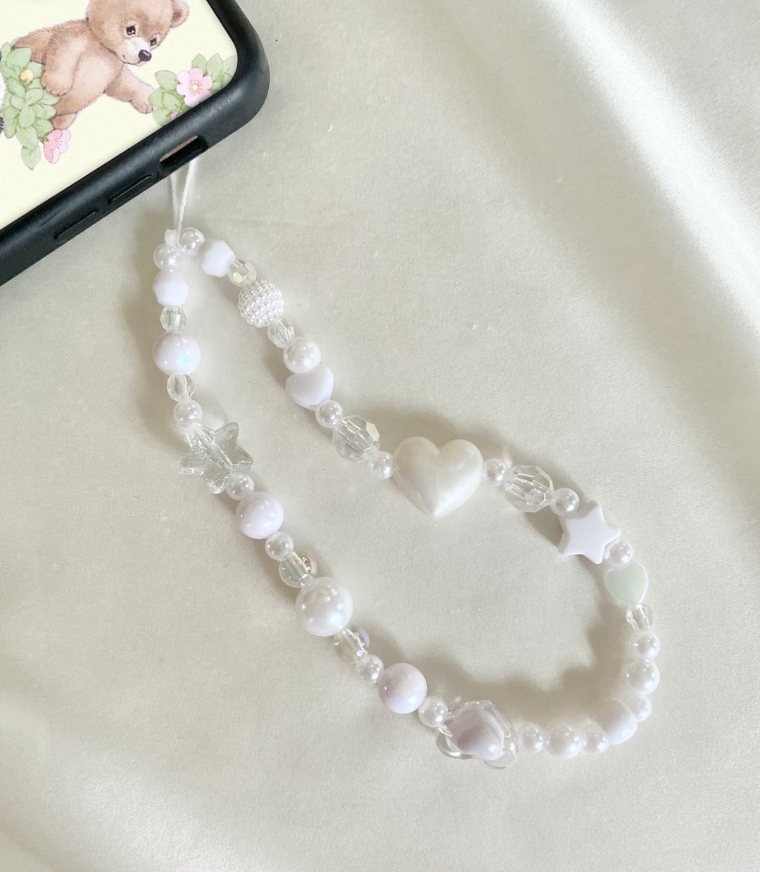 White Pearl Phone Charm Strap - Etsy