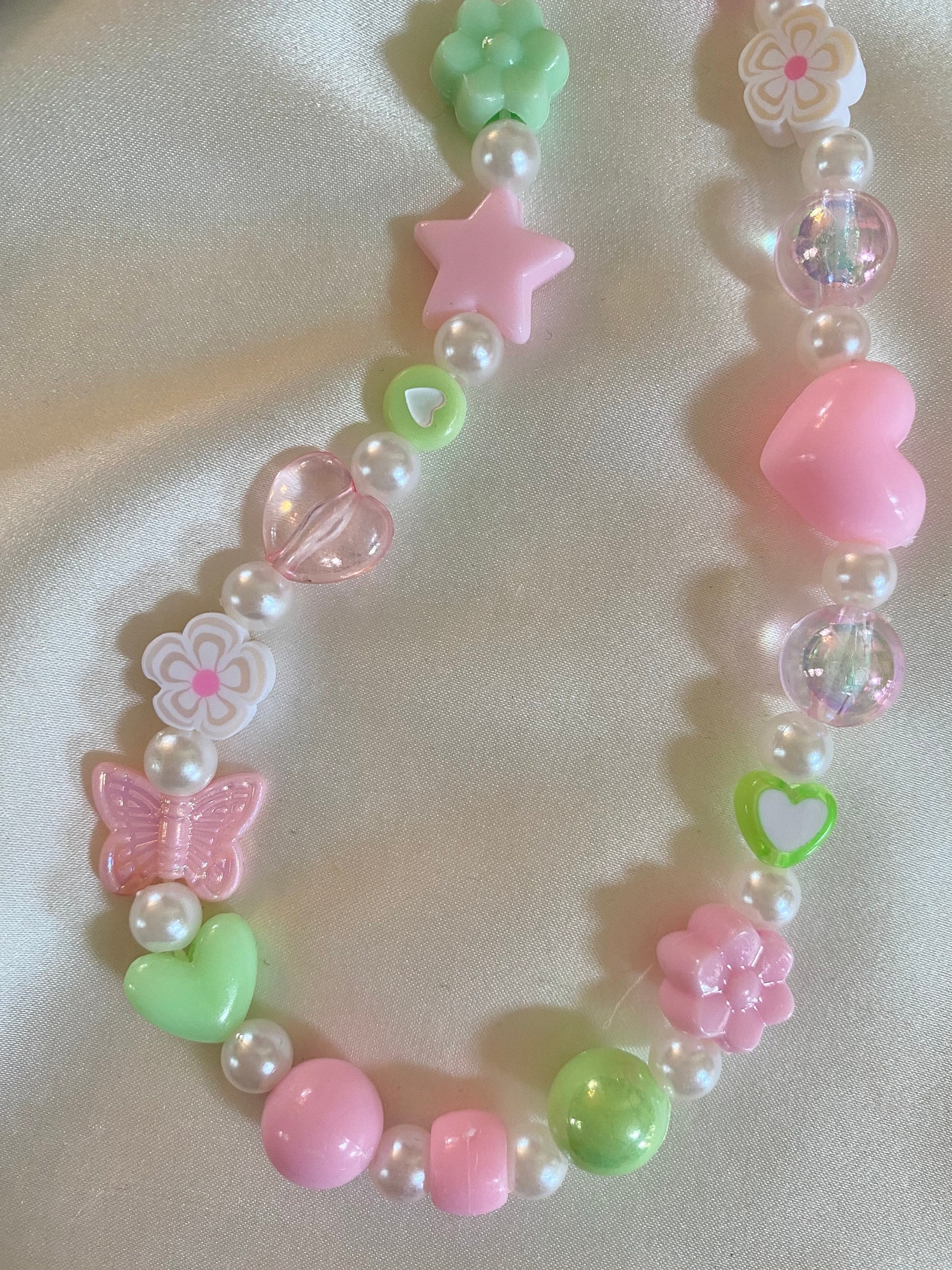 Pastel Pink and Green Phone Charm Strap - Etsy