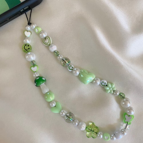 Pastel Pink and Green Phone Charm Strap - Etsy