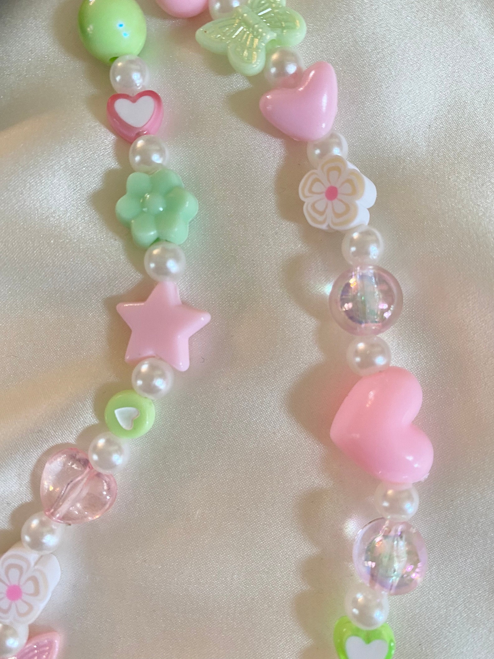 Pastel Pink and Green Phone Charm Strap - Etsy