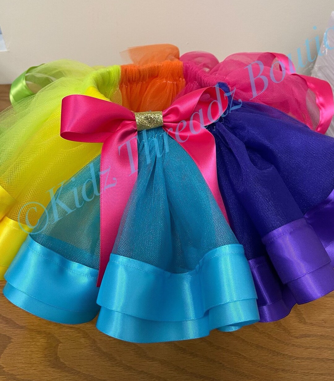 Bright Rainbow Color Tutu, 1st Birthday Tutu, Ribbon Trim Tutu,birthday ...