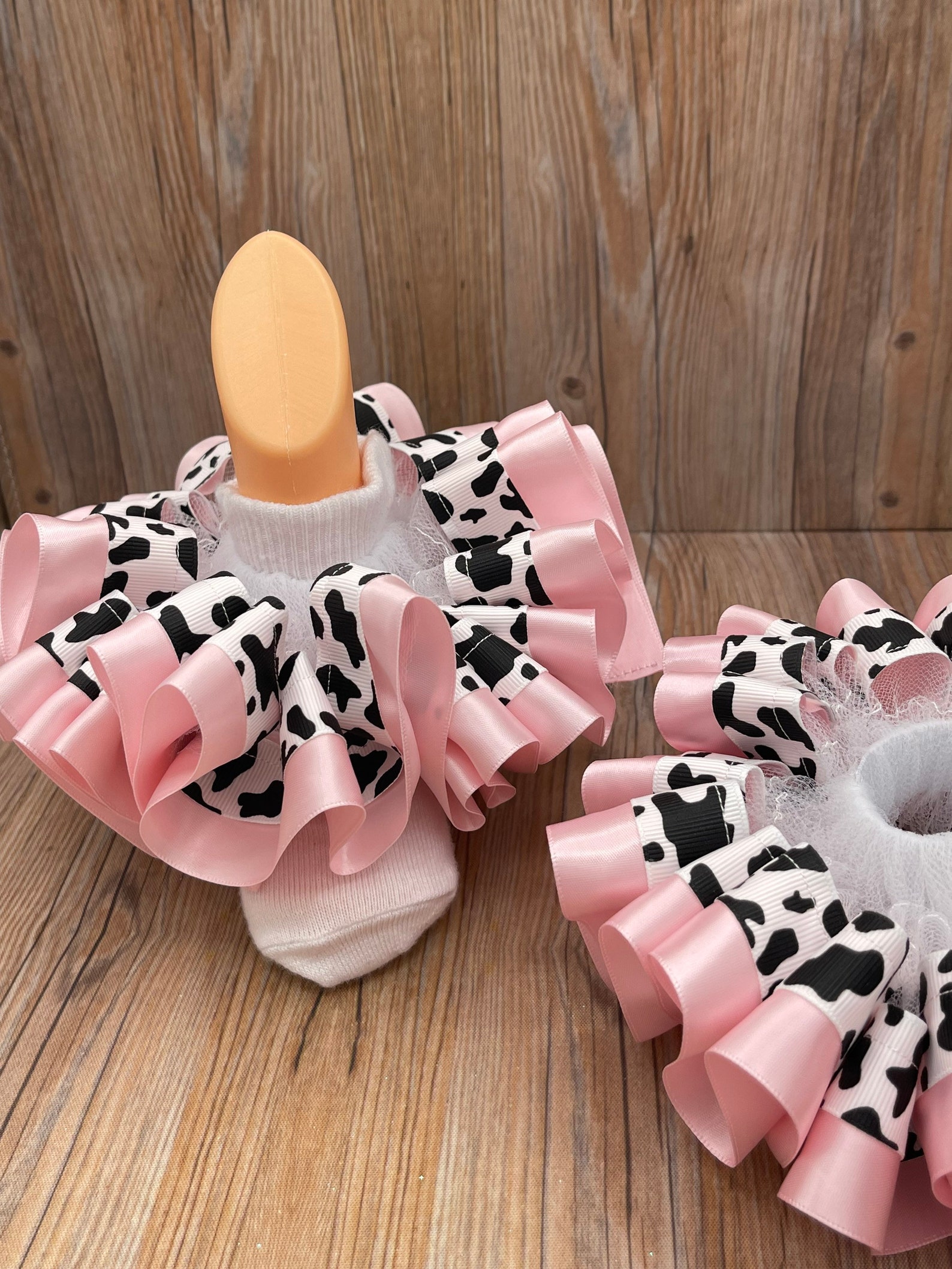 Custom Cow Print Pink Ruffled Detachable Socks - Etsy