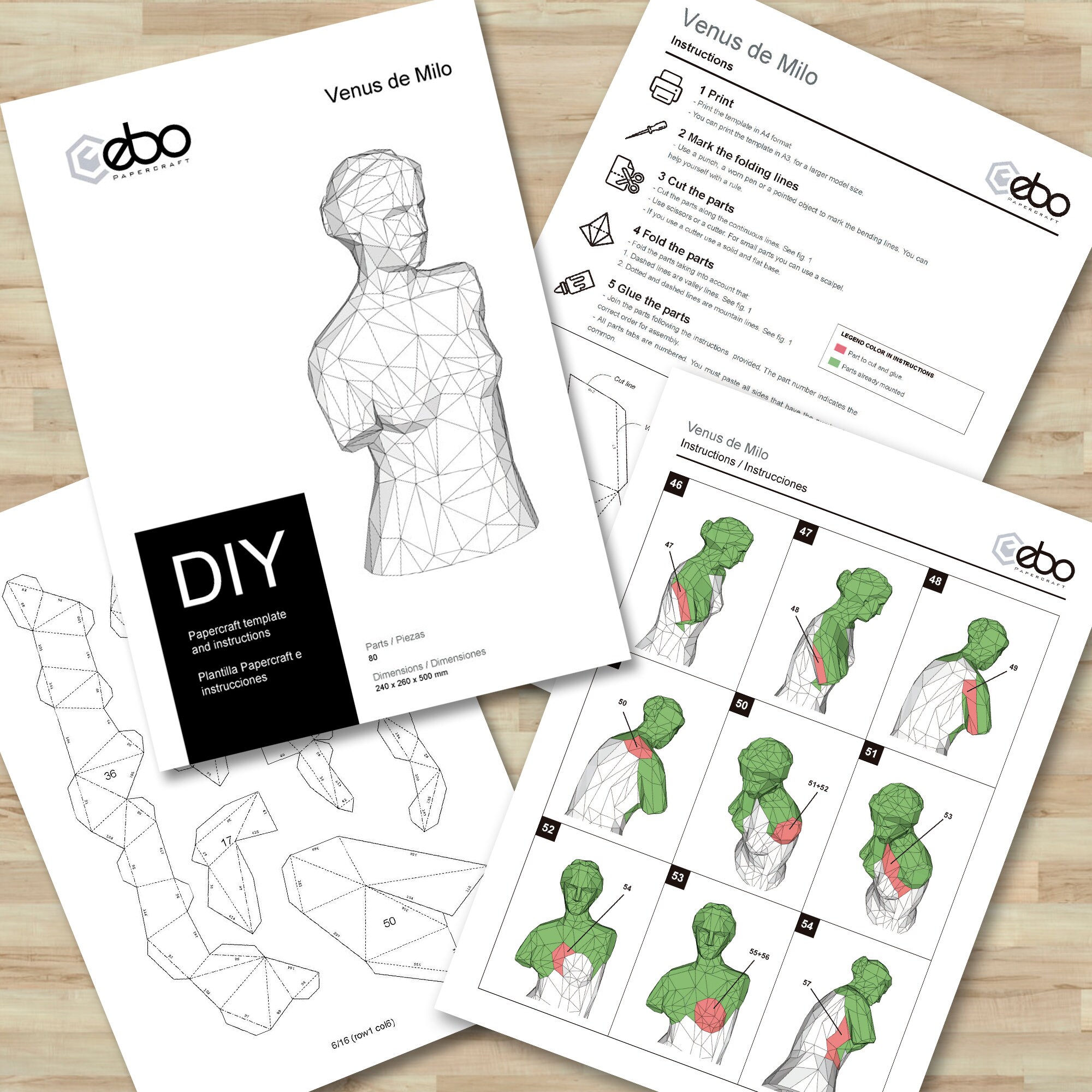 Venus De Milo Papercraft 3d PDF DXF EPS Template Diy With - Etsy
